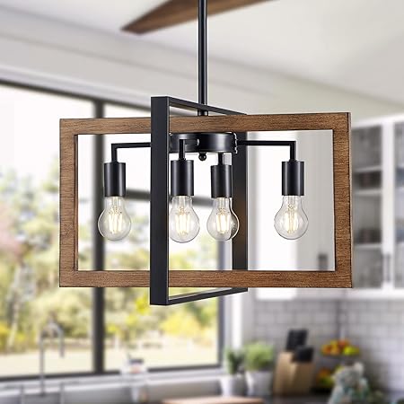 XINGQI 4-Light Modern Chandelier, Black Farmhouse Light Fixture Cross ...