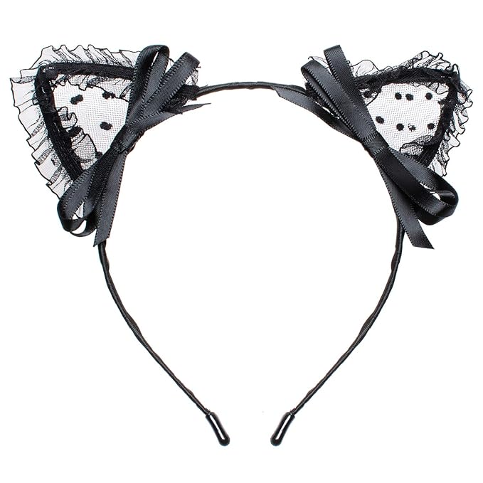 Amazon.com : Sweet Lace Cat Ears Masquerade Party Cosplay Fashion ...