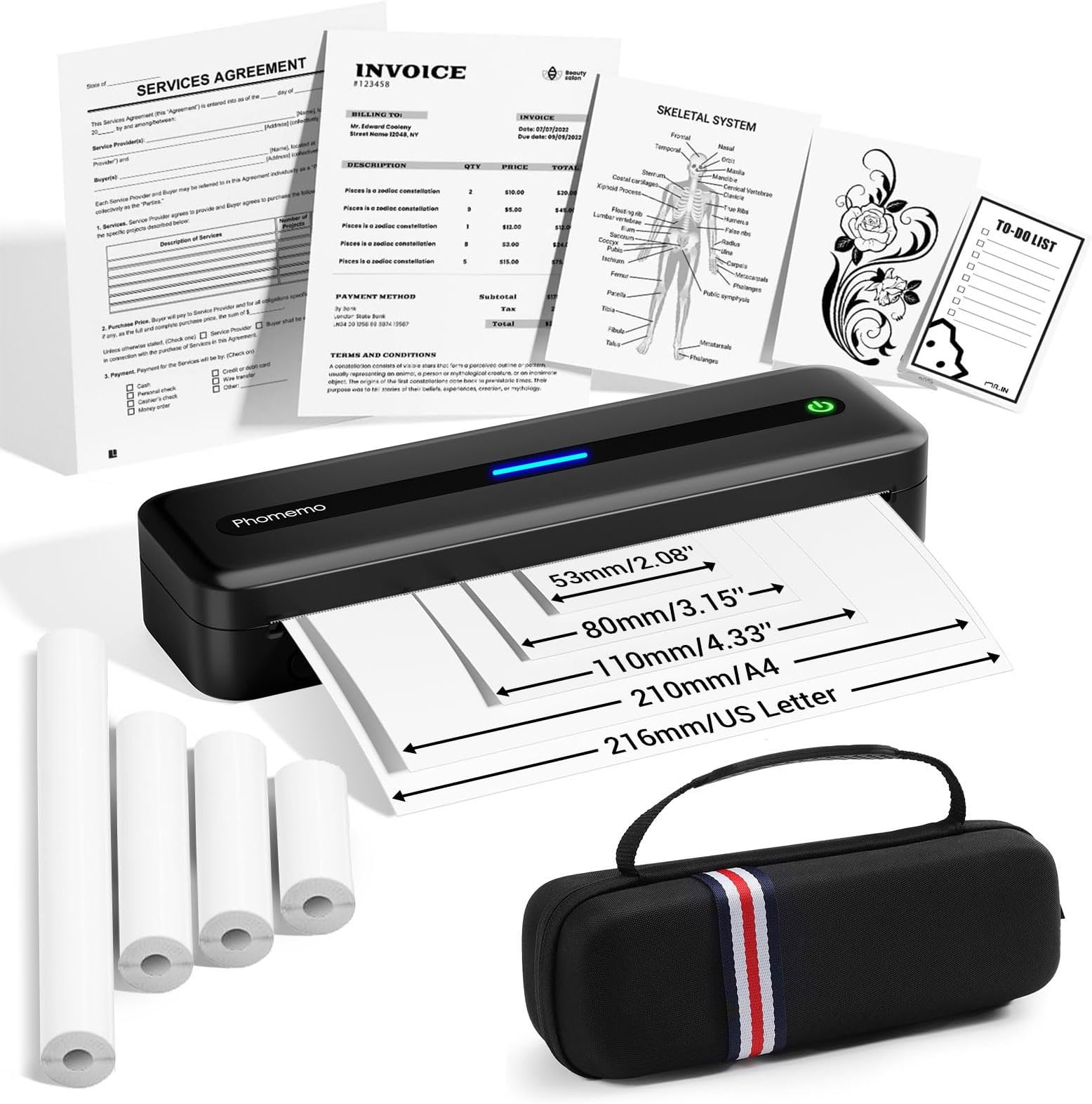 Amazon.com: iDPRT Portable-Printer Wireless for Travel, 300DPI Inkless ...