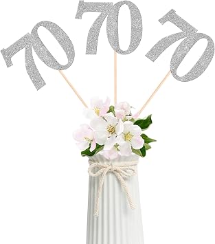 Amazon.com: 12 Pack Silver 70th Birthday Anniversary Centerpiece Sticks ...