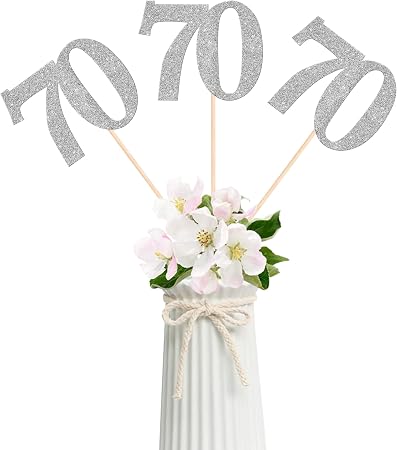 Amazon.com: 12 Pack Silver 70th Birthday Anniversary Centerpiece Sticks ...
