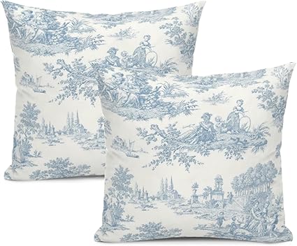 Amazon.com: Blue Toile Pillow Covers French Country Throw Pillows ...