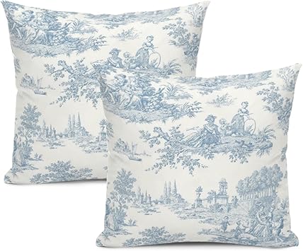 Amazon.com: Blue Toile Pillow Covers French Country Throw Pillows ...