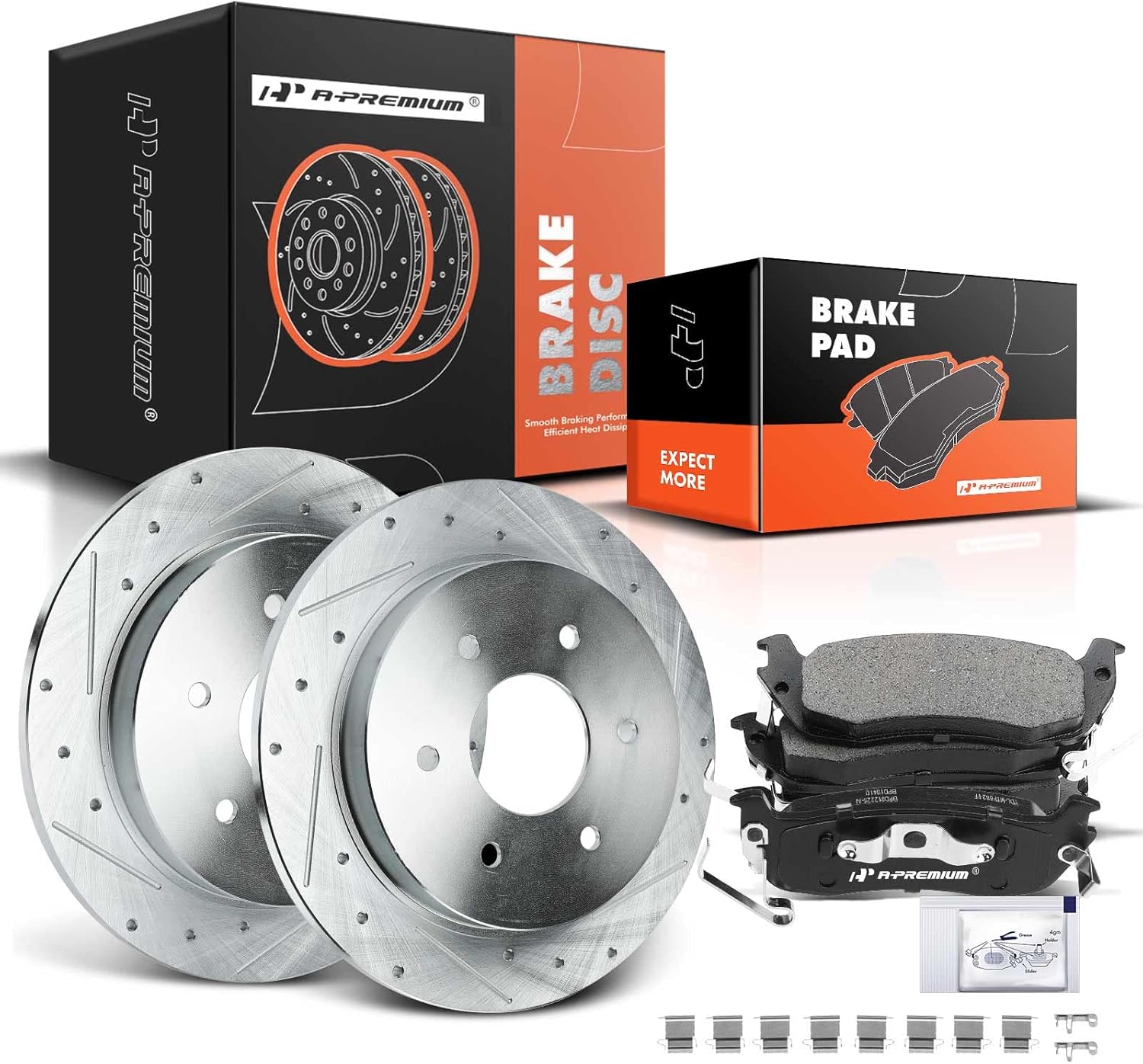 Amazon.com: A-Premium 12.60 inch (320mm) Rear Drilled and Slotted Disc Brake Rotors + Ceramic ...