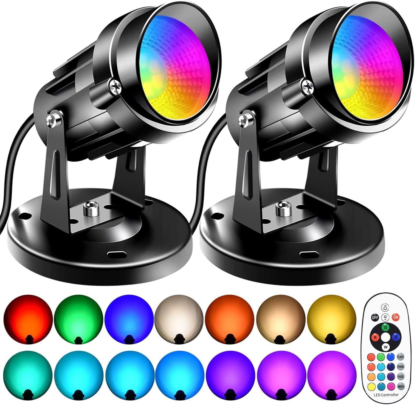 Atractligte Spotlight, 15W Spot Lights Outdoor RGB IP67 Waterproof ...