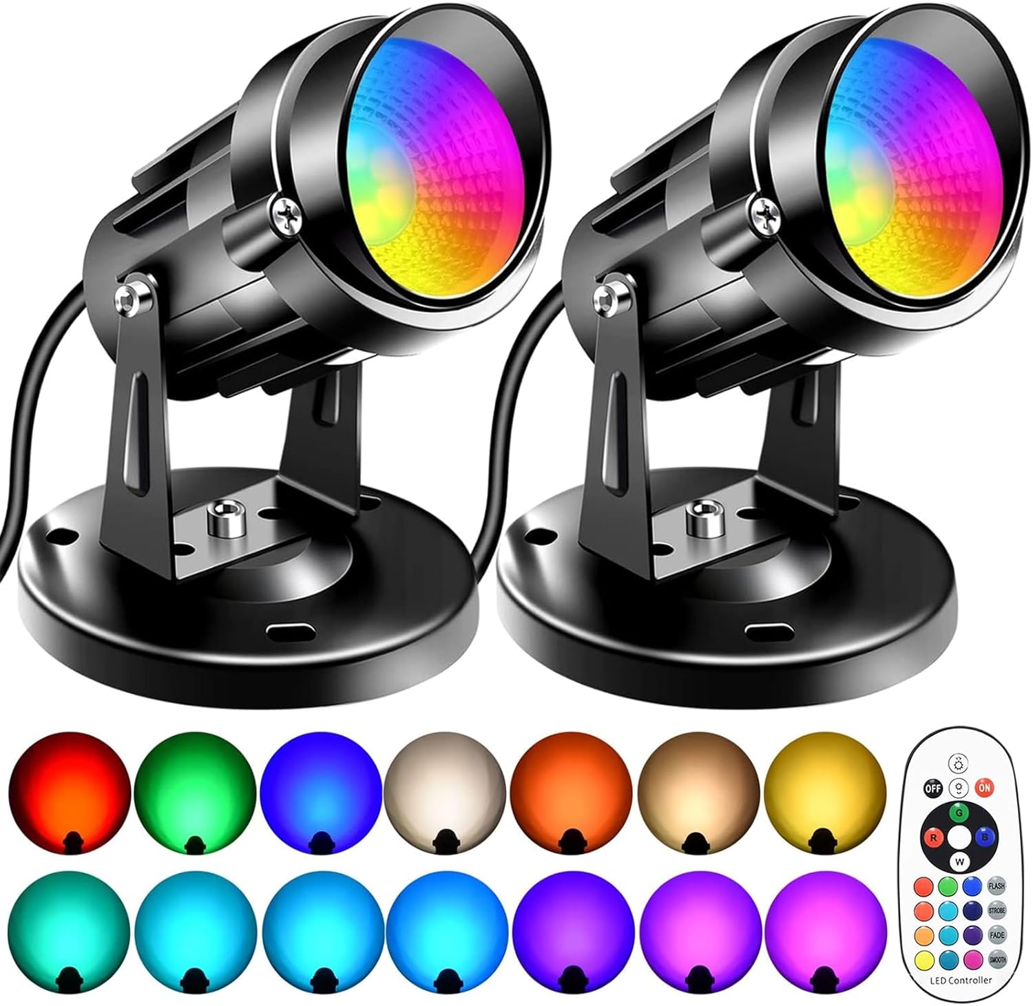 FZWLE RGBW 6W Color Changing Spot Lights with Remote, 16-Color ...