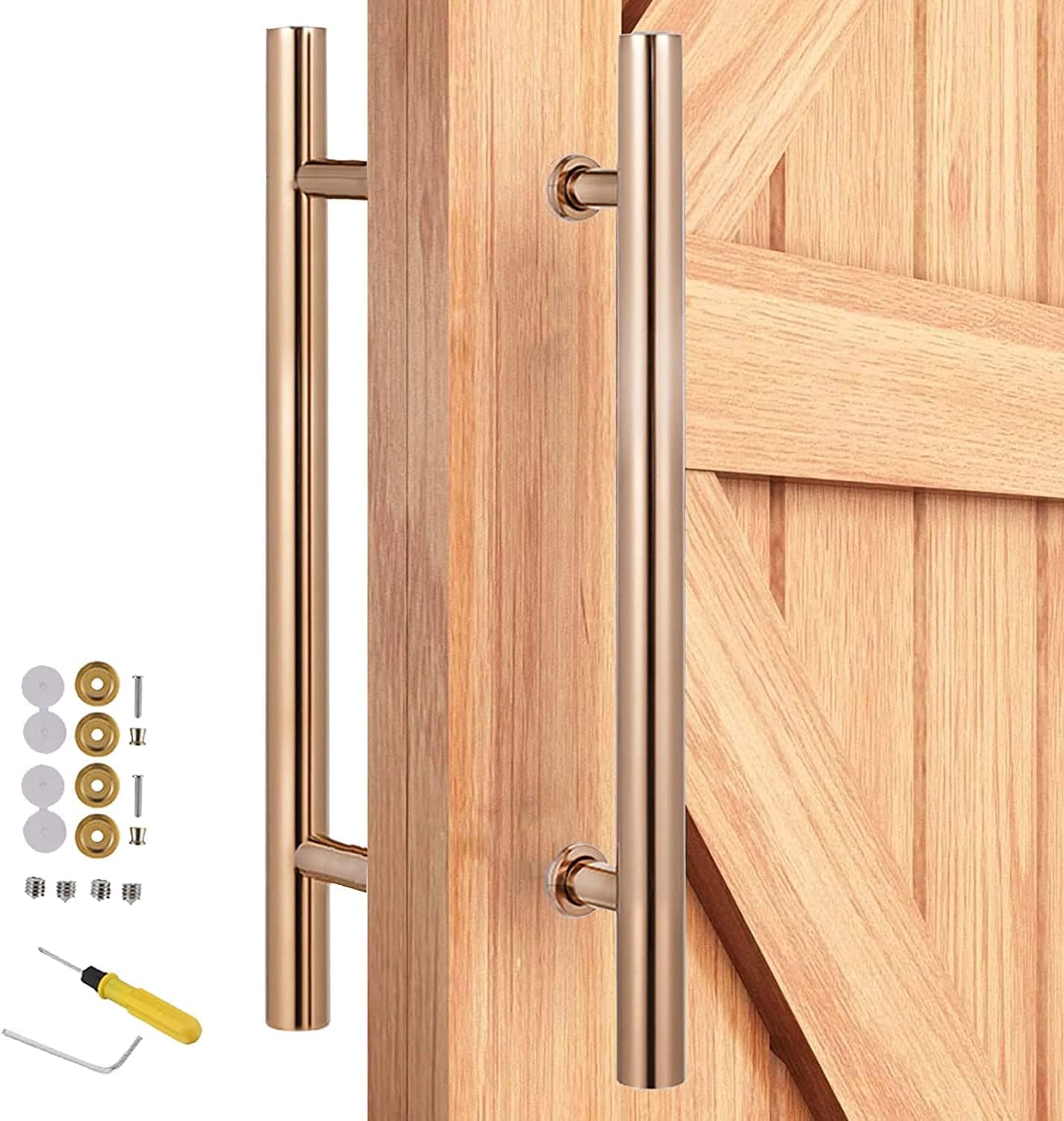 Door Pull Handle Set, 60/80/ 100/120/ 150cm Round Door Bar Handle ...