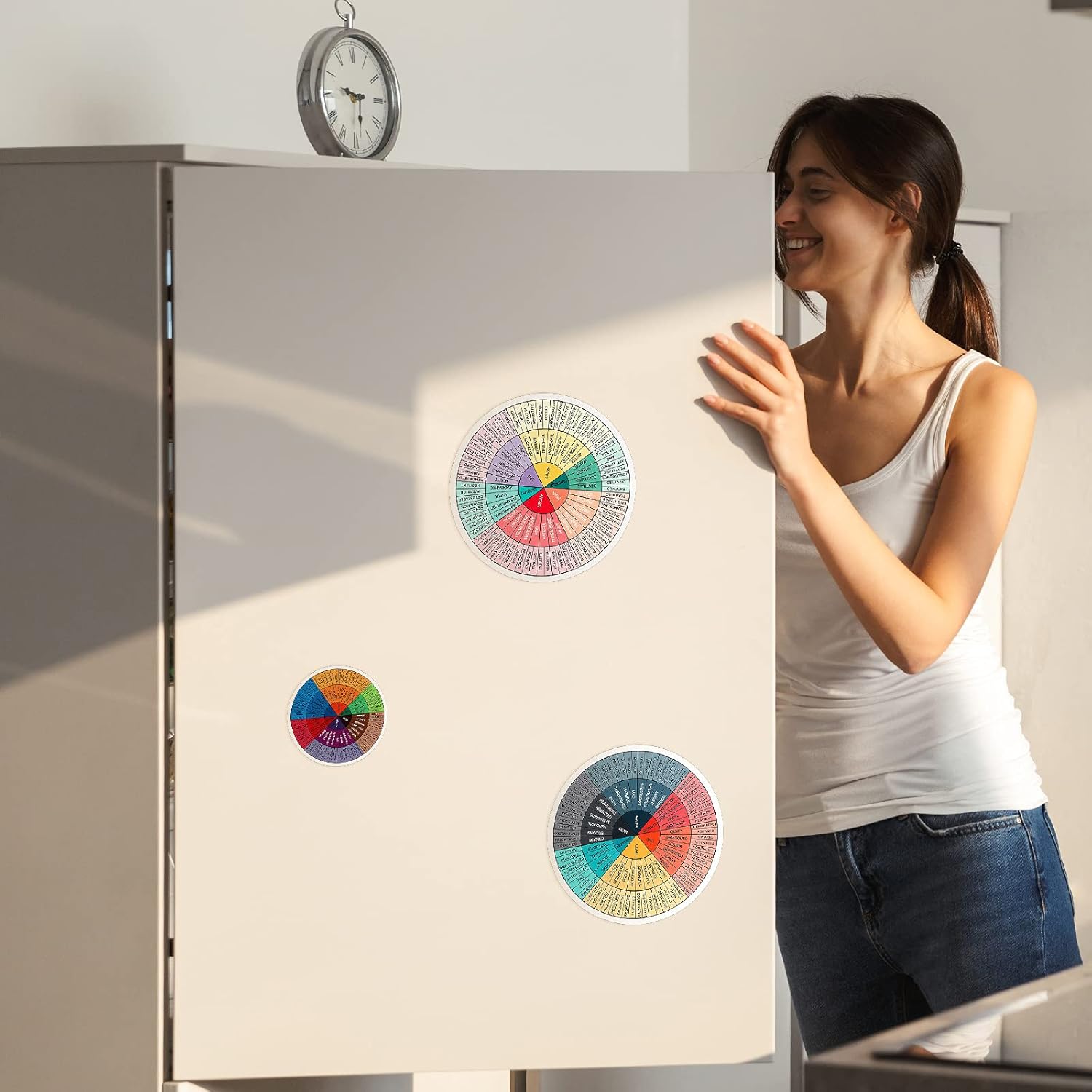 Buy 18 Pieces Feelings Wheel Chart Stickers, 6-Inch and 3.2-Inch Vinyl ...