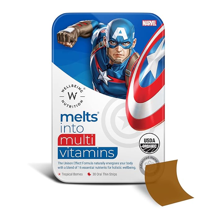 Buy Wellbeing Nutrition Marvel Captain America Melts | Kids Organic ...