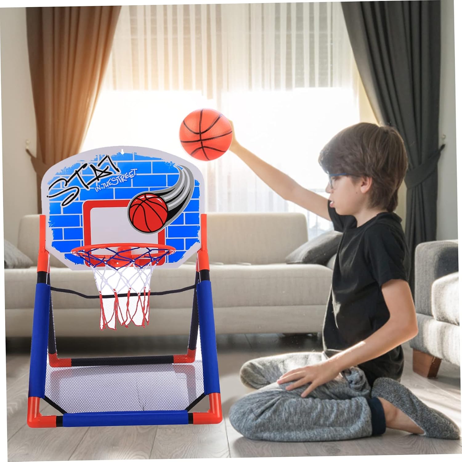 1PC Kids Basketball Hoop 2 in 1 Over The Door Basketball Play Set ...