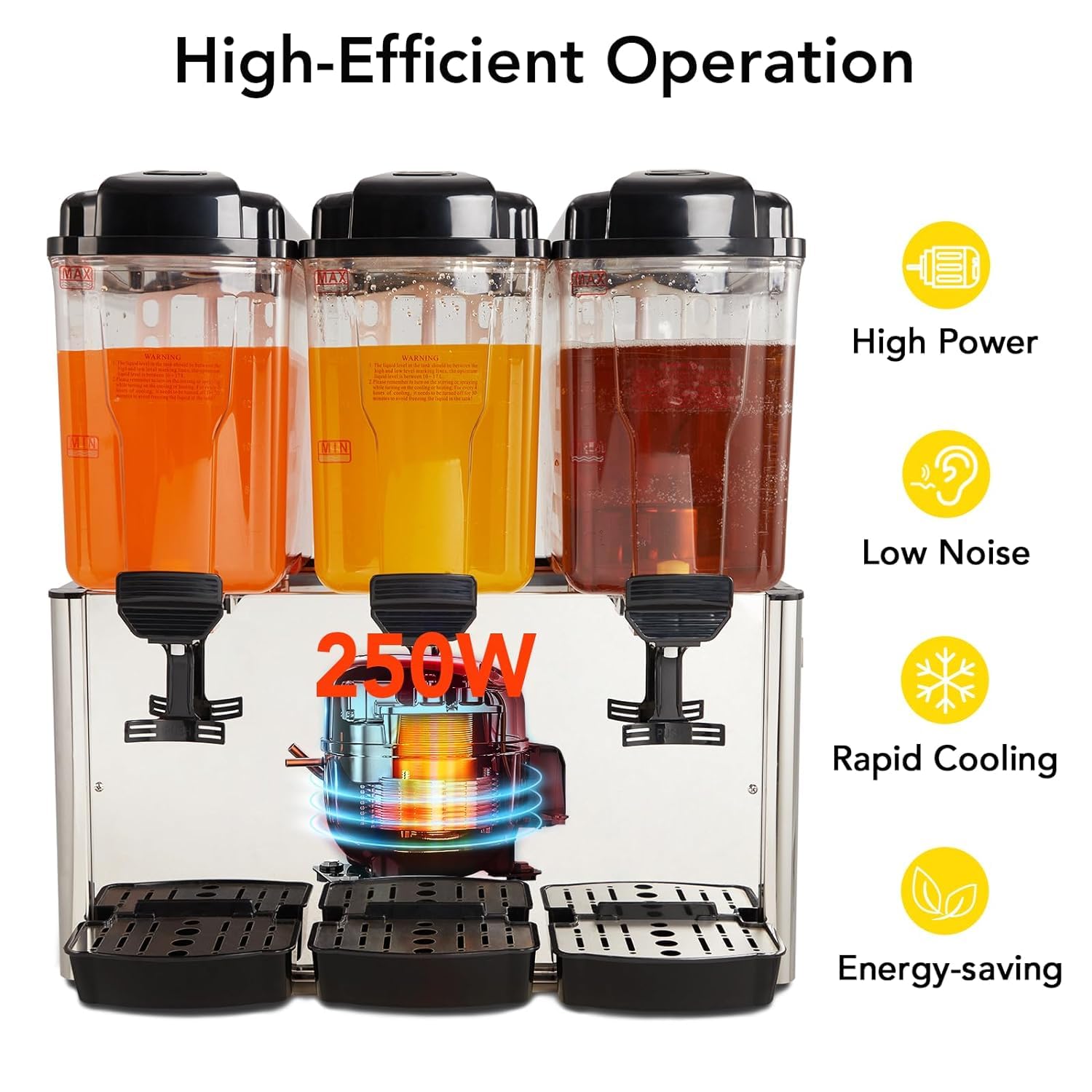 Commercial Beverage Dispenser, 3 Cans of 14.4 Gal Commercial Juice ...