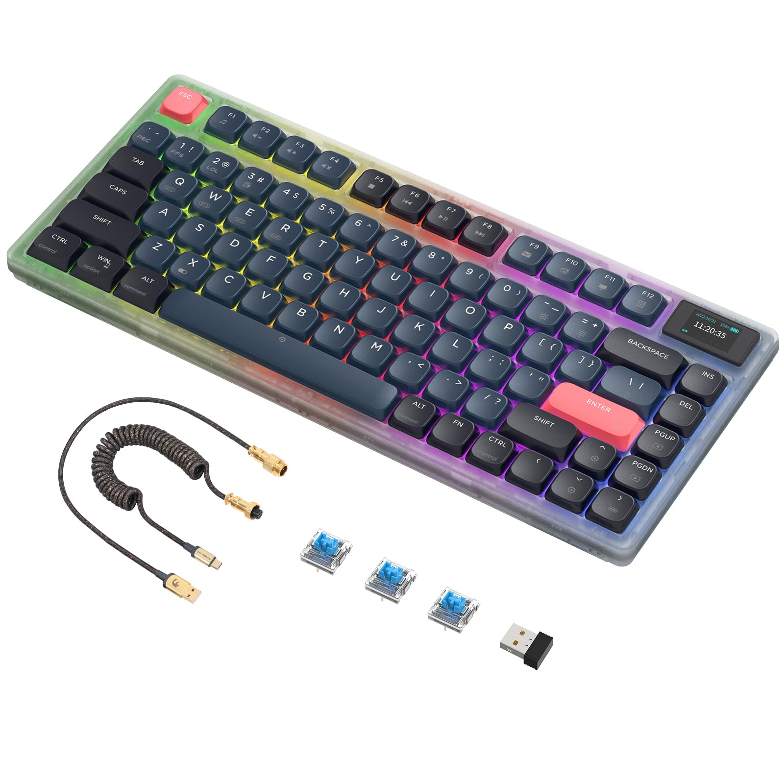 Amazon.com: ATTACK SHARK Low Profile Wireless Mechanical Keyboard,75% ...