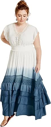 Amazon.com: City Chic Women's Plus Size Dress - Destiny Ombre Maxi ...