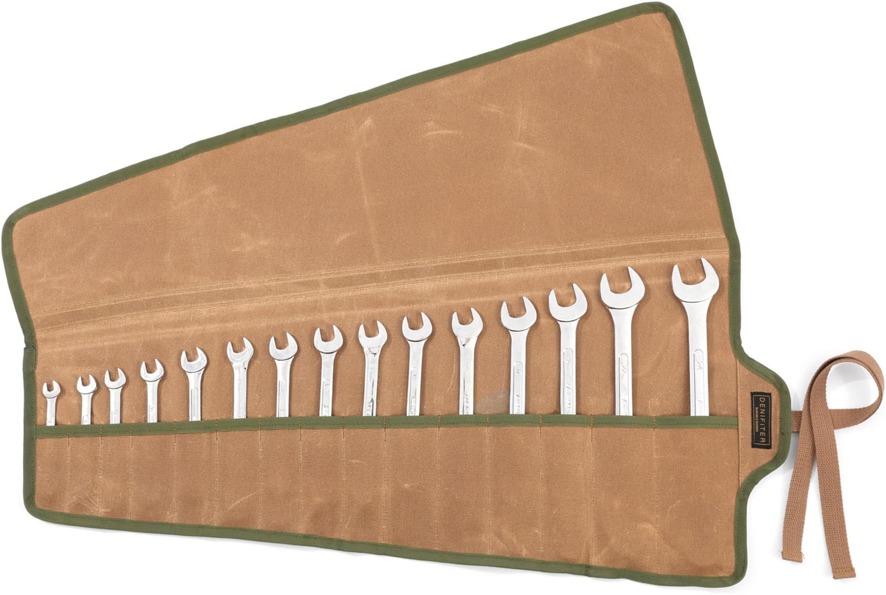 15 Pockets Tool Roll Up Organizer Bag, Heavy Duty 16oz Waxed Canvas Wrench Roll Up Bag With ...