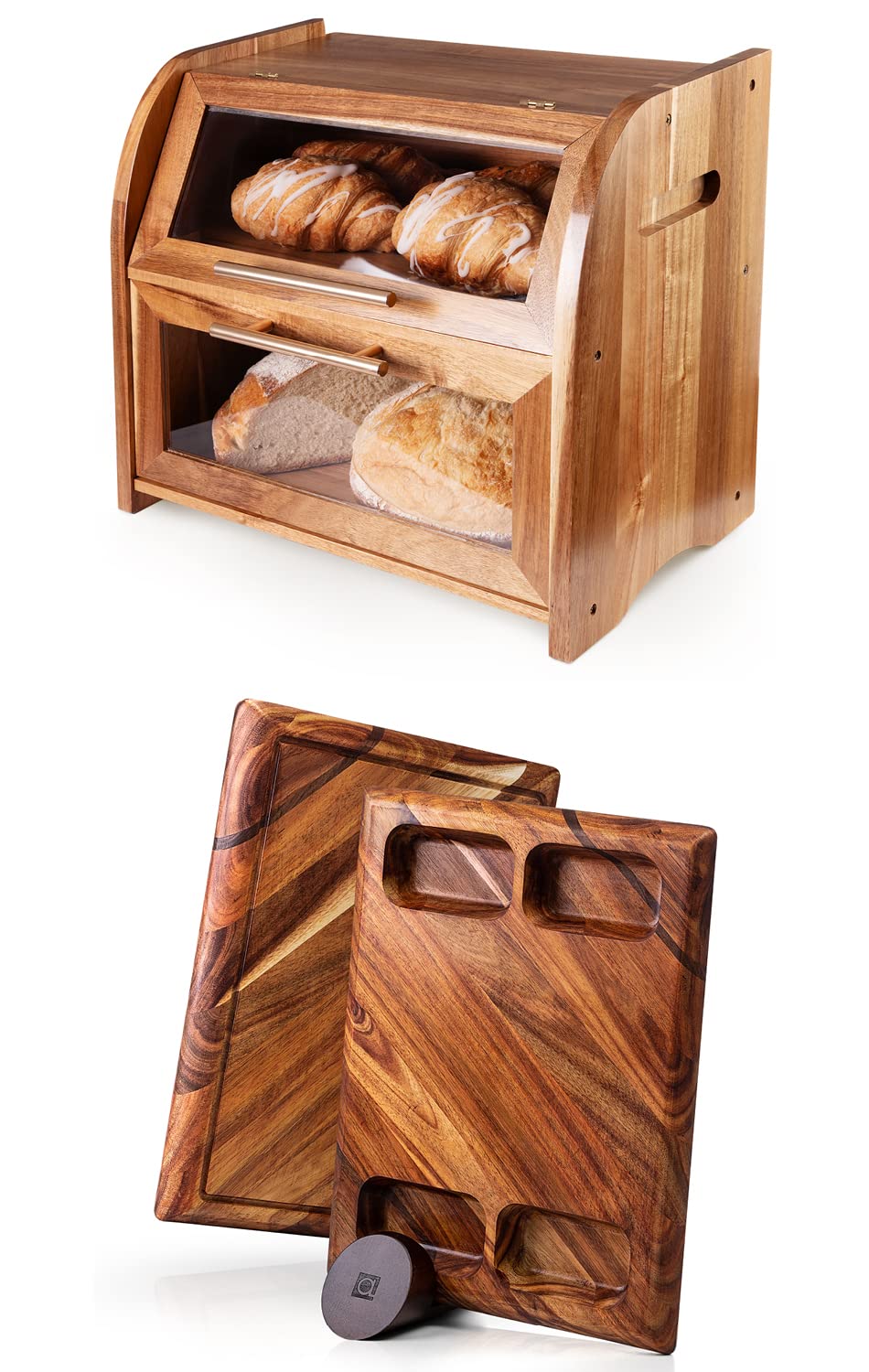Amazon.com: Acacia - Arise Bread Box + Contour Cutting Board: Home ...