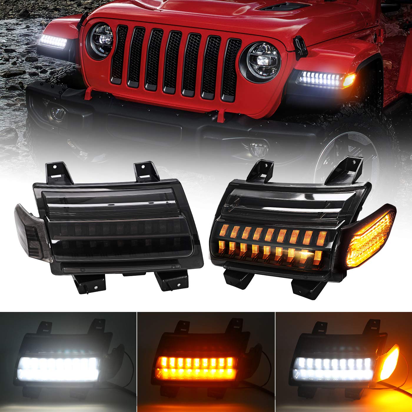 Cowone Smoked Jl Led Fender Light Side Marker Lights Compitable ...