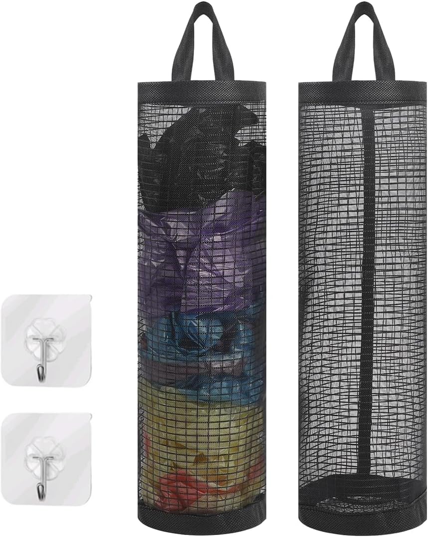 Makenlug 2 Pieces Plastic Bag Holder, Carrier Bag Storage with 2 Pcs ...