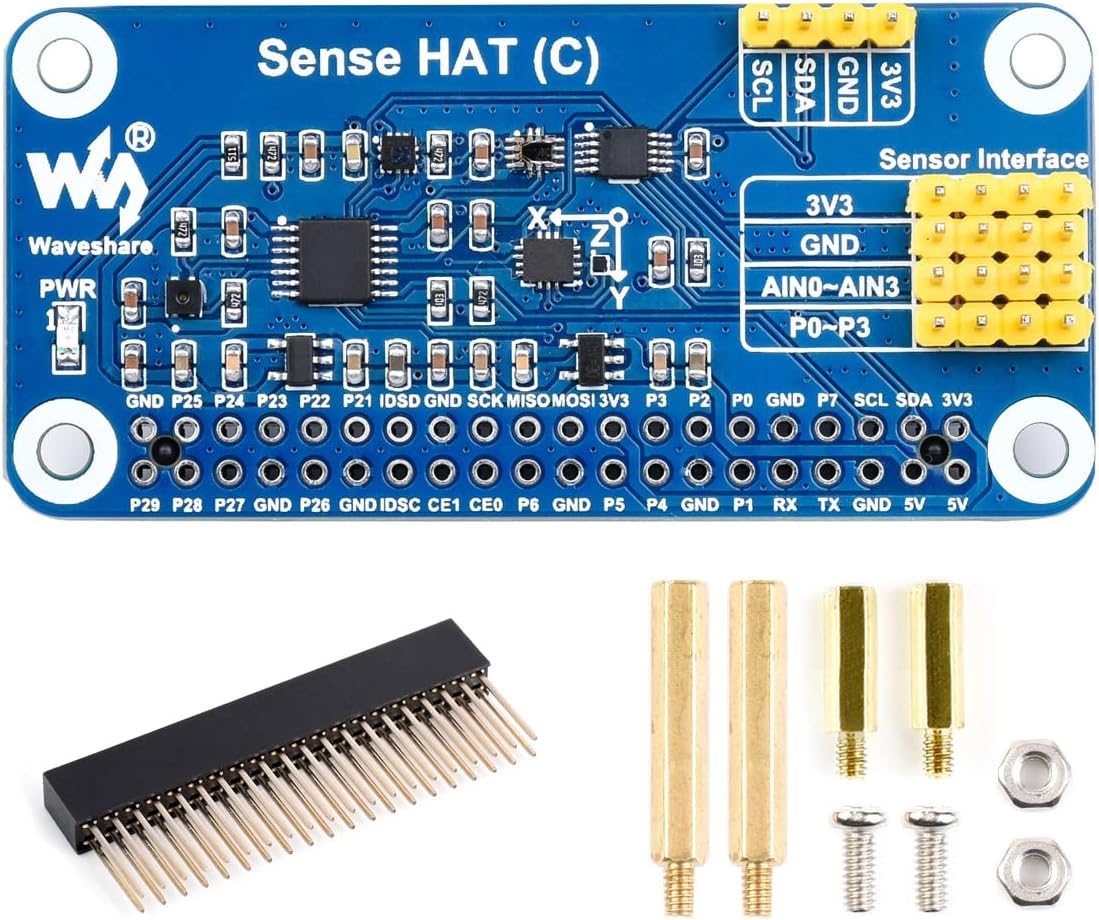 Amazon.com: waveshare Sense HAT (C) for Raspberry Pi 4/3 B+/3 B/2 B/B+/3 A+/A+/Zero/Zero W ...