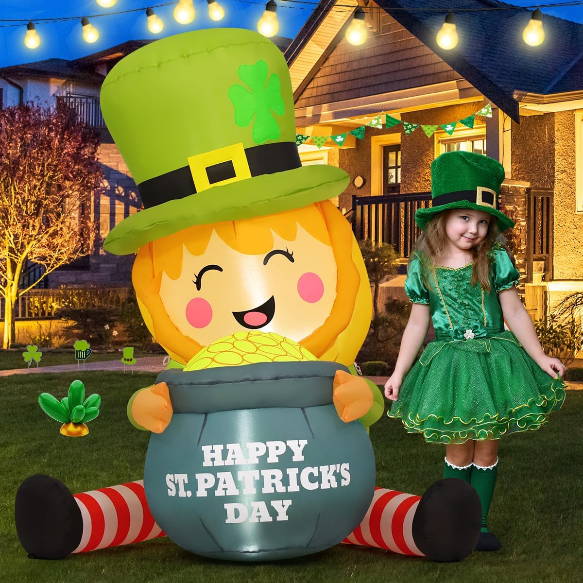 Amazon.com: GOOSH 5 FT St Patricks Day Inflatables Outdoor Decorations ...