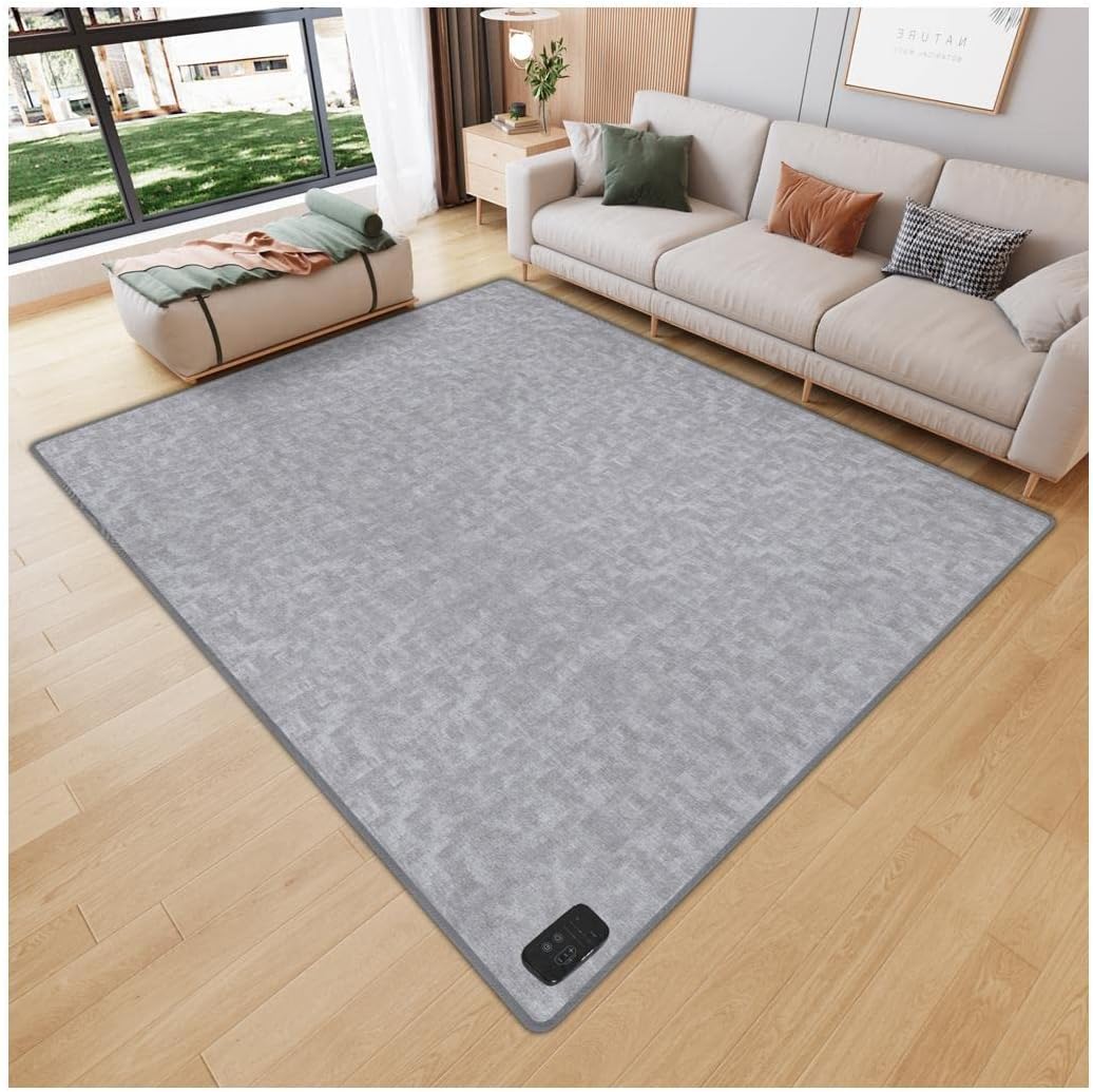 Carbon Crystal Heated Area Rug - Modern Electric Heated Floor Mat for ...