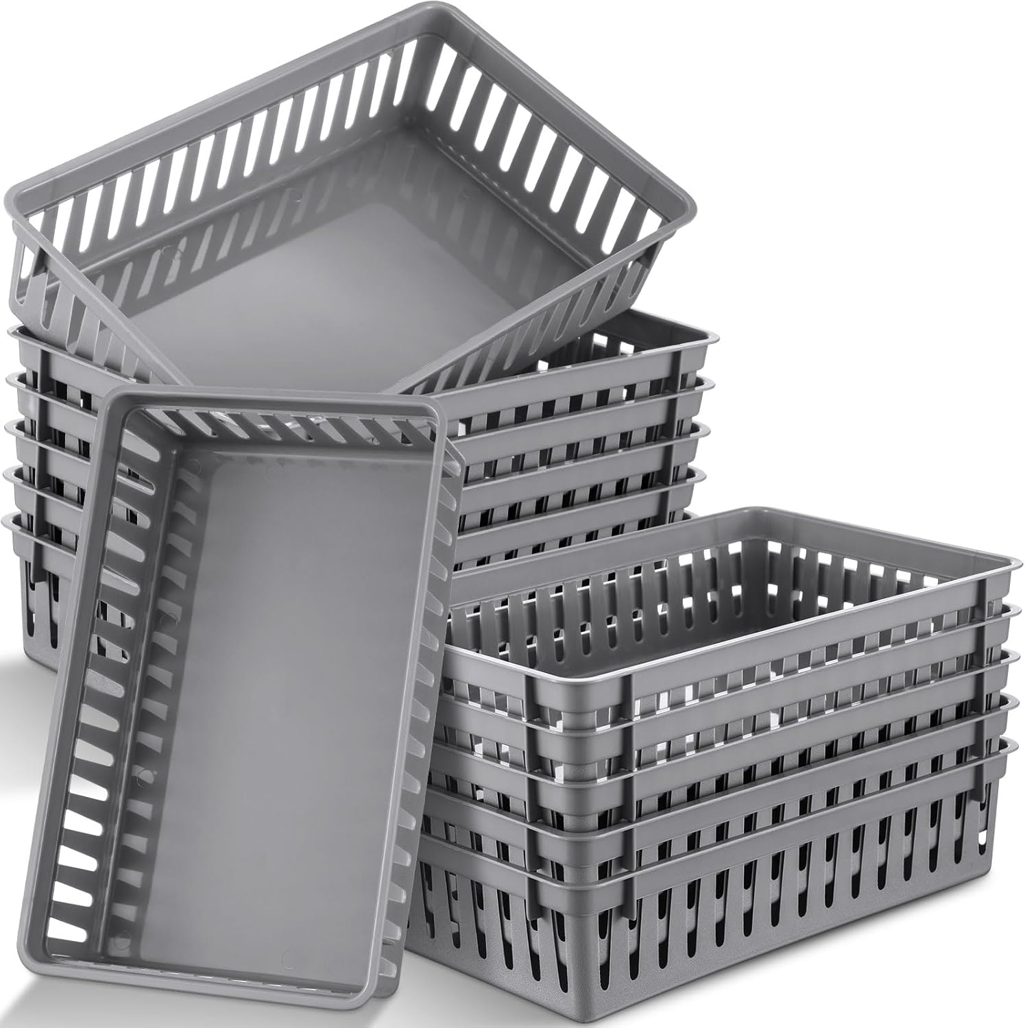 Amazon.com: Wenqik Set of 12 Plastic Baskets for Organizing 10.24 x 6.5 ...