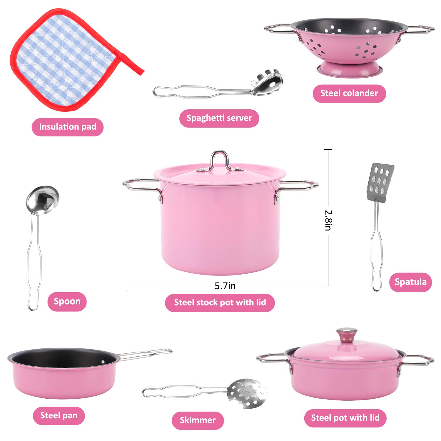 Snapklik.com : Kids Play Kitchen Toys Pretend Cooking Pink Stainless ...