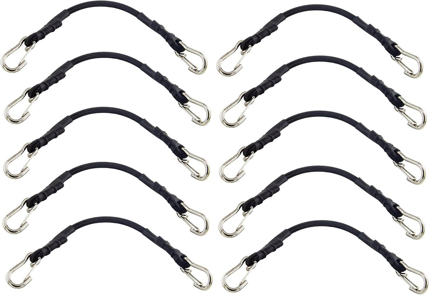 Bungee Cords Elastic Straps with Hooks Lightweight Duty Bungee Cord (12 inch x 10 Pack, Black ...
