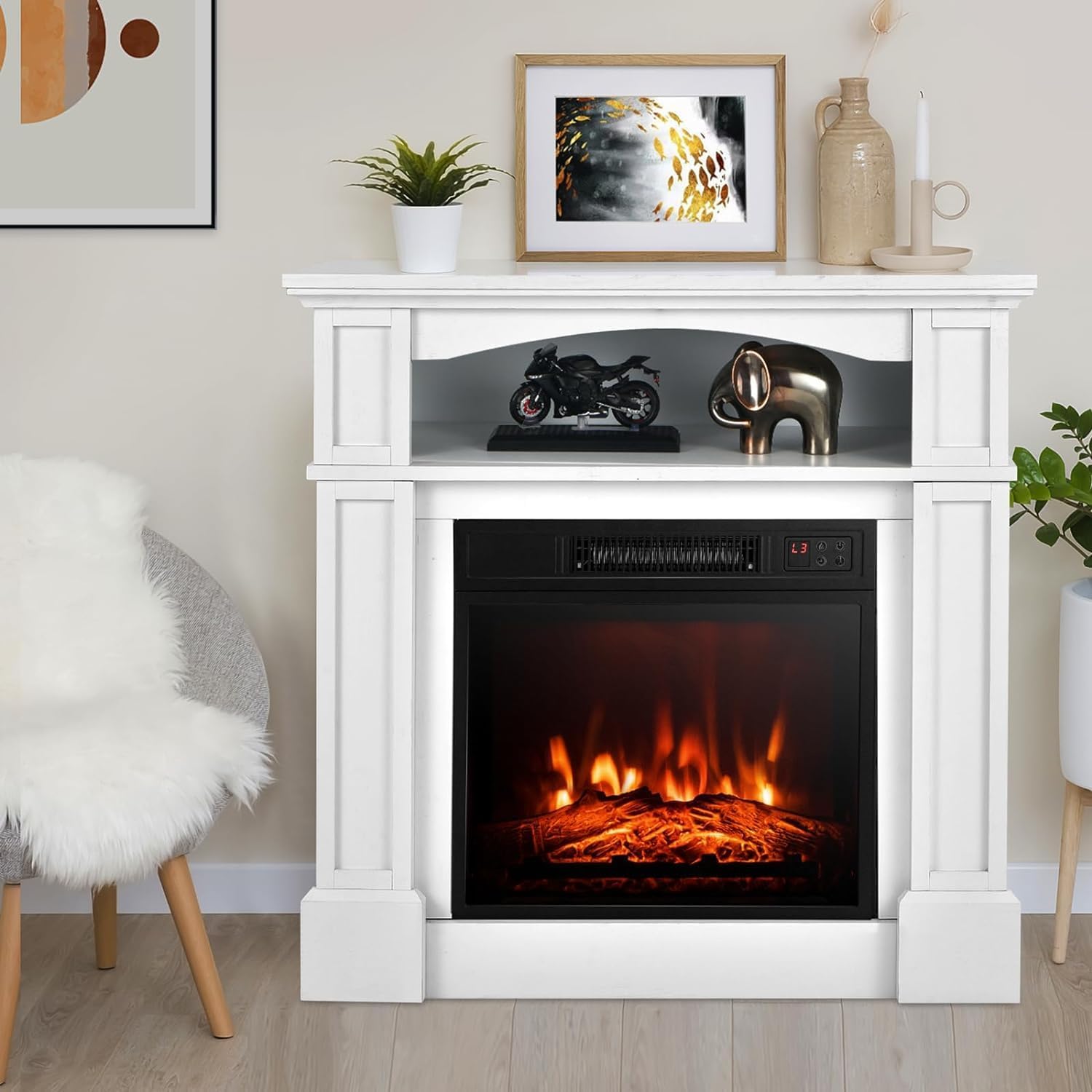 Amazon.com: OFFICEJOY Electric Fireplace with Mantel, 32’’ Freestanding ...
