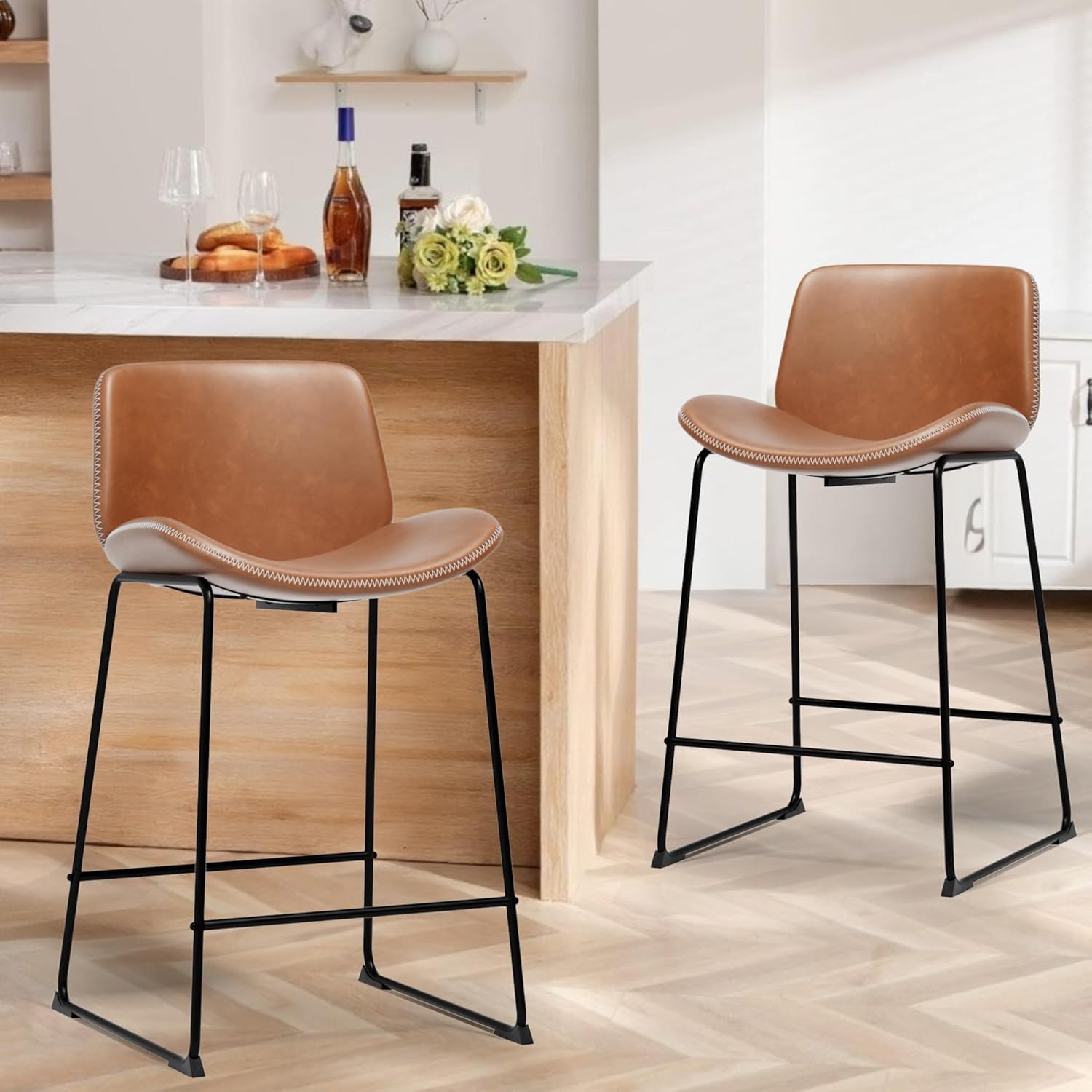 Amazon.com: ACKEMO Bar Stools Counter Stools Set of 2,26inch Bar Height ...