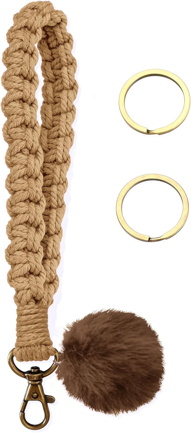 Amazon.com: Gkeygo Keychain Wristlet, Woven Handmade Wrist Lanyard for ...