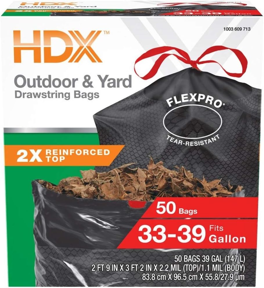 Amazon.com: HDX FlexPro 33 Gal. - 39 Gal. Clear Drawstring Outdoor and ...
