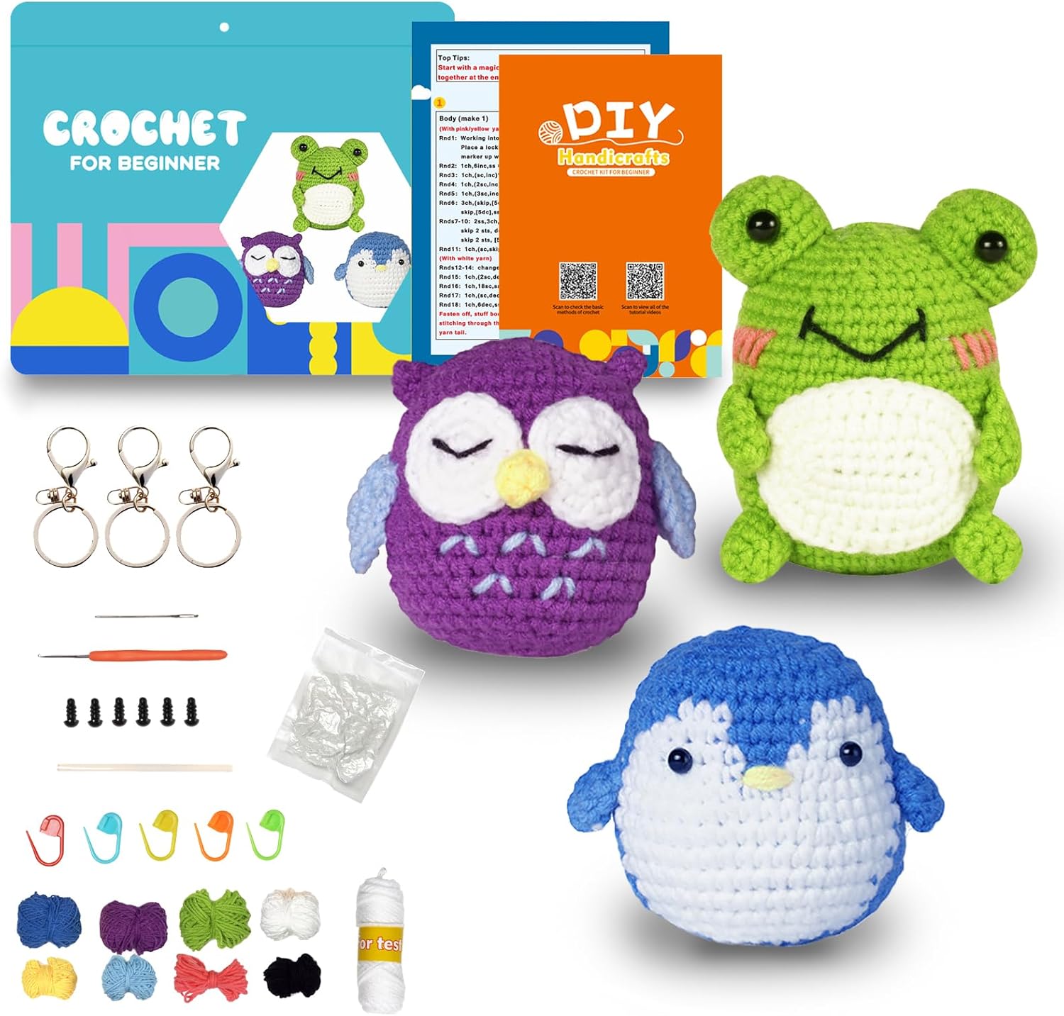 Amazon.com: BEEBARYJ 3PCS Crochet Kit for Beginners,Crochet Starter Kit ...