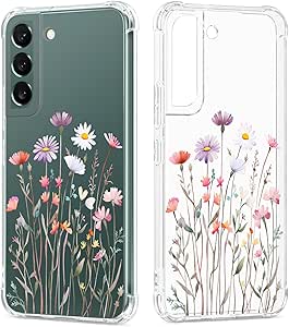 Amazon.com: GREATRULY Floral Clear Case for Galaxy S22 for Women/Girls,Pretty Phone Cover for ...