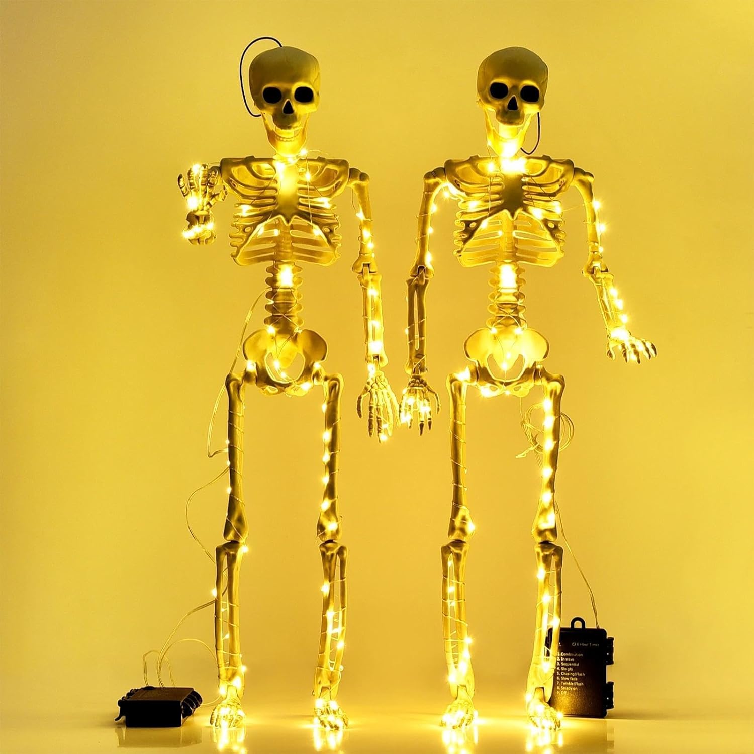Taspire 2 Packs 60cm LED Posable Halloween Skeletons, LED Movable ...