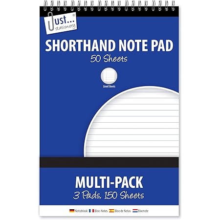 Just Stationery Shorthand Notebook 3 Pads , 150 Sheets : Amazon.co.uk ...