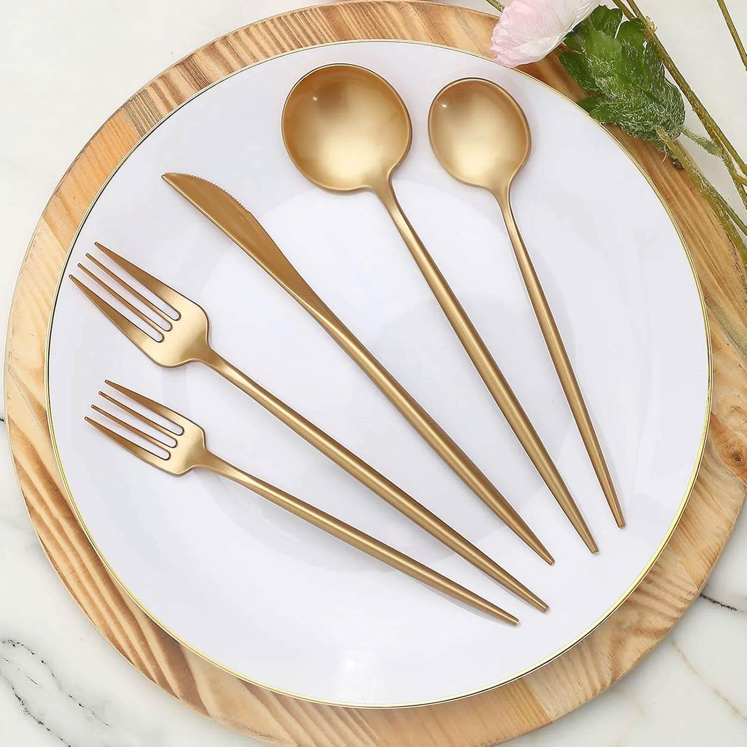 Amazon.com: Efavormart 50 Pack | Gold Heavy Duty Plastic Utensil Set ...