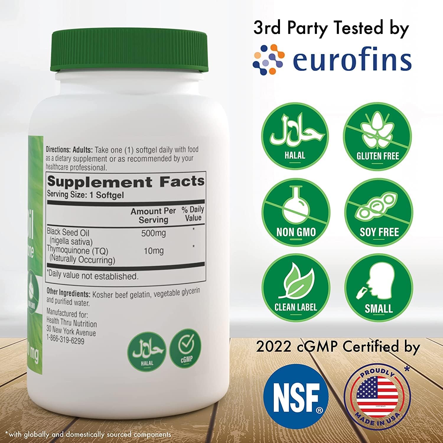 Health Thru Nutrition Aceite de semilla negra de 500 mg cápsulas ...