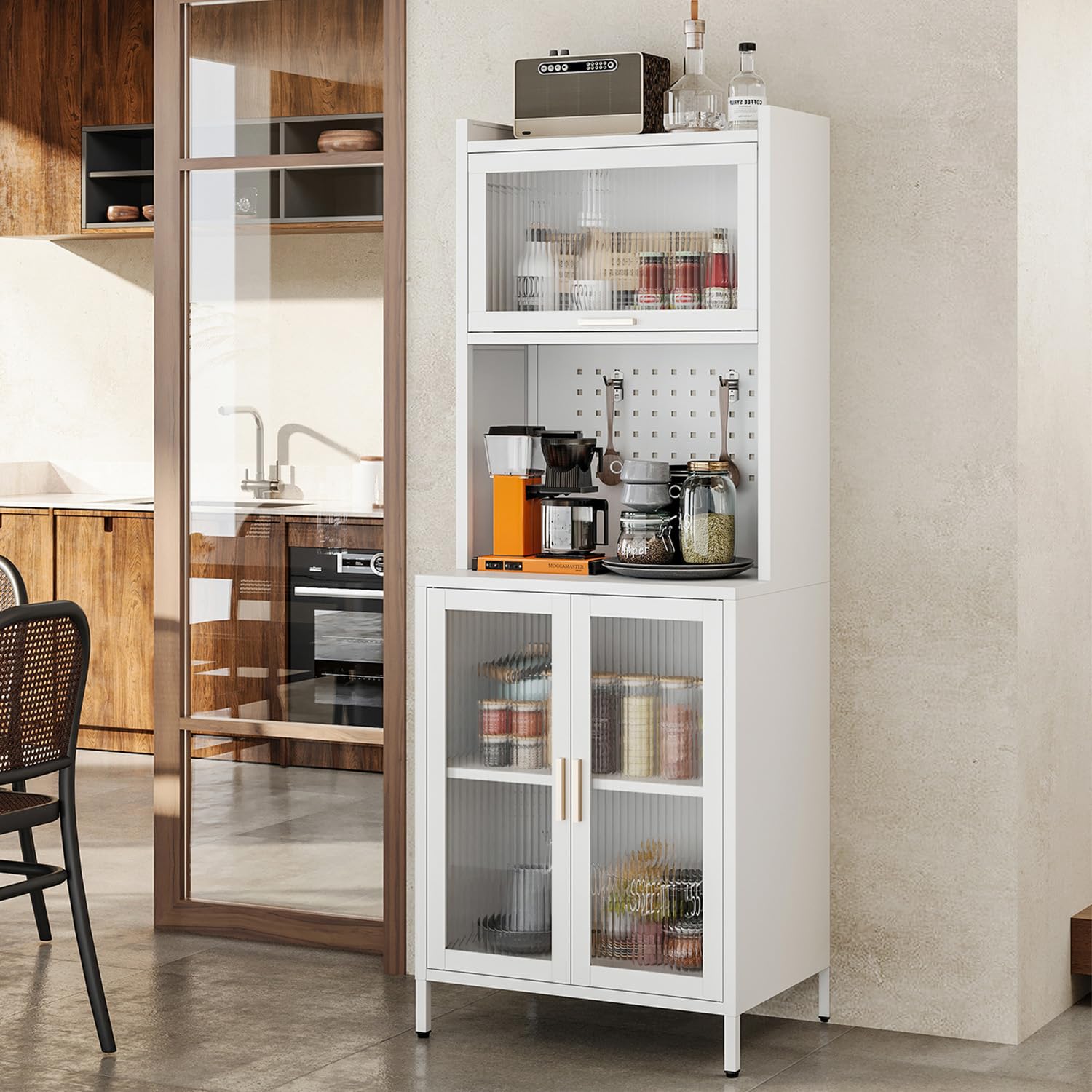 Amazon.com - Fesbos Pantry Cabinet Kitchen Snack Coffee Bar with ...