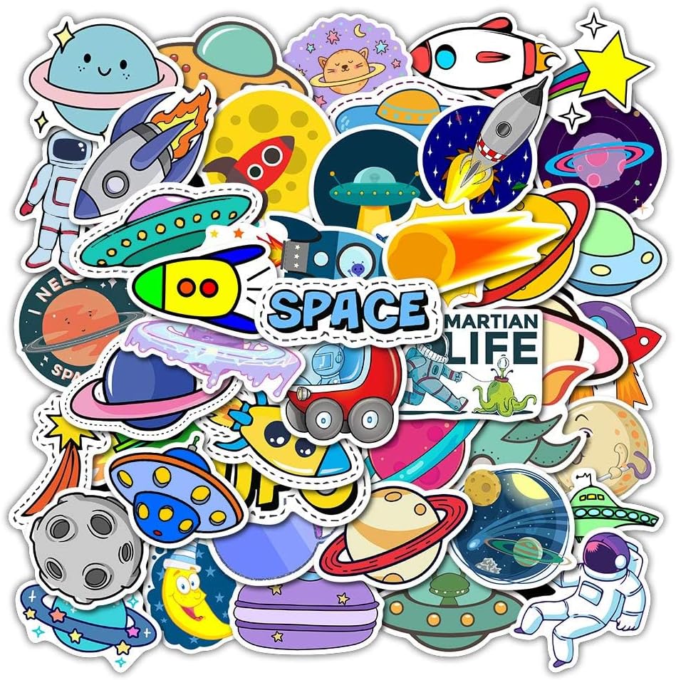 Amazon.com: Space Stickers 50Pcs Water Bottles Stickers for Kids Teen ...