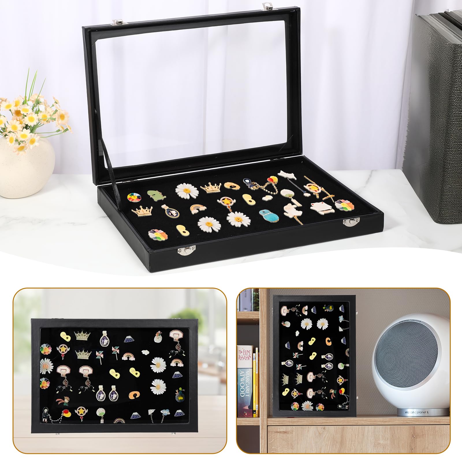 Ring Box Large Dustproof Pin Display Case – 14x9.5 Inch Shadow Box For ...