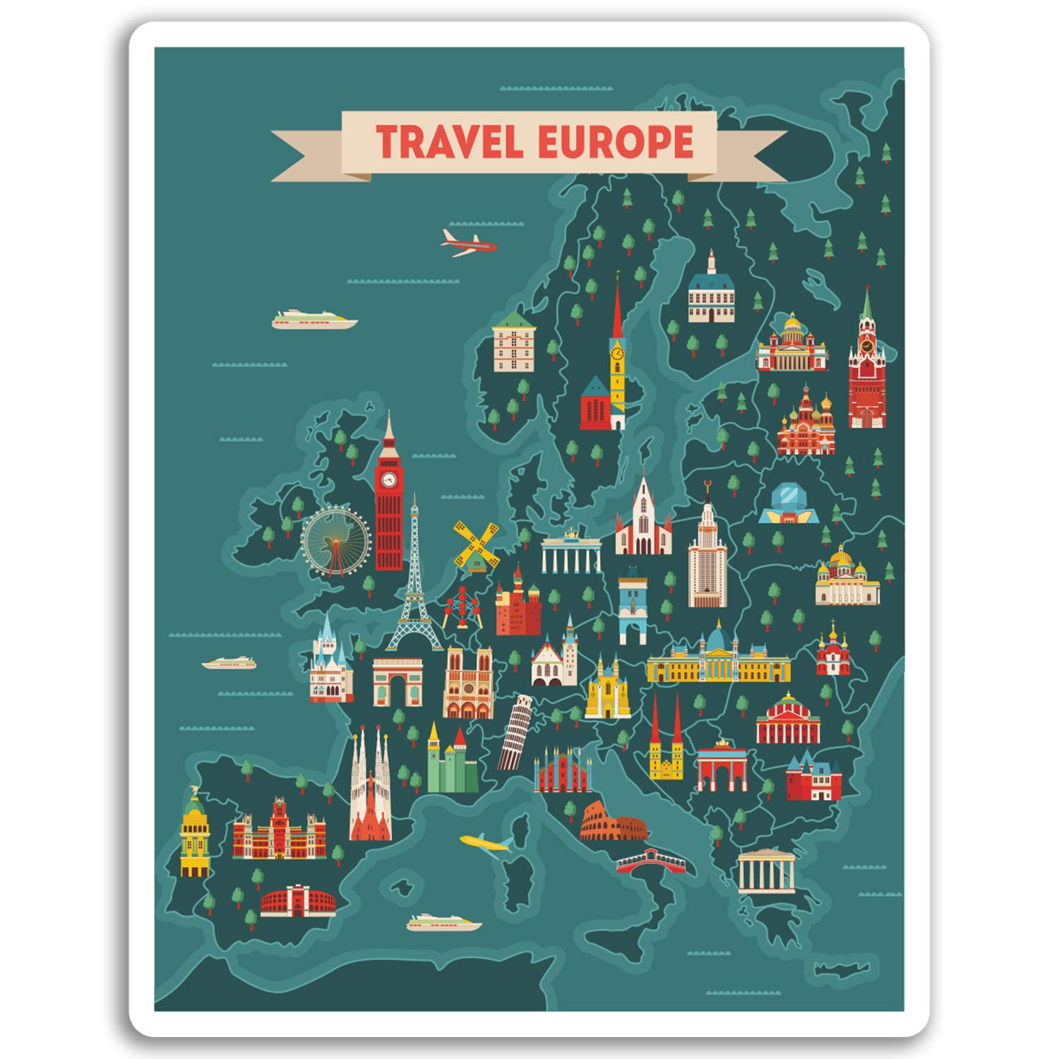 2 x 10cm Europe Map Vinyl Stickers - EU UK Travel Sticker Laptop ...