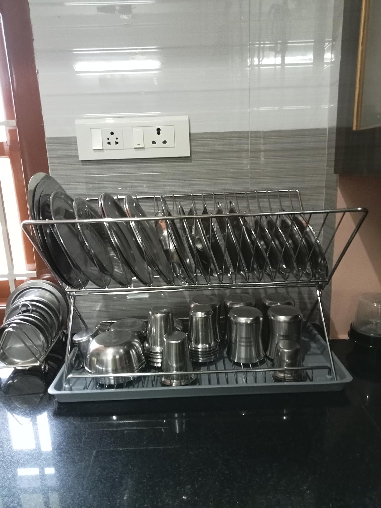 Hettich Stainless Steel Portable Dish Drainer with PVC Tray Compact ...