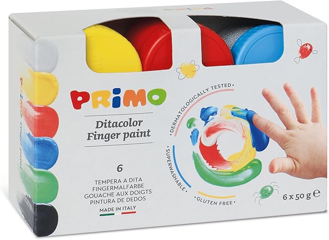 Amazon.com: PRIMO Finger Paint Set, 6-Color Set, Non-Toxic, Smooth, For ...