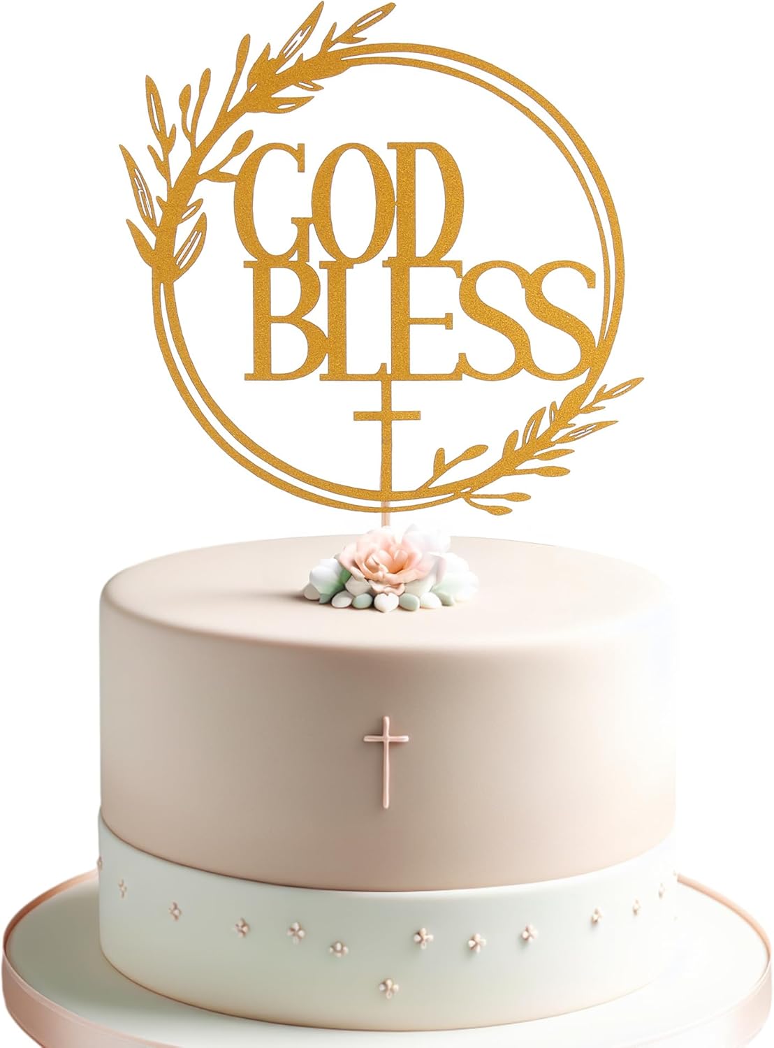 Amazon.com: God Bless Gold Cake Topper - Divine Blessings Elegant Cake ...