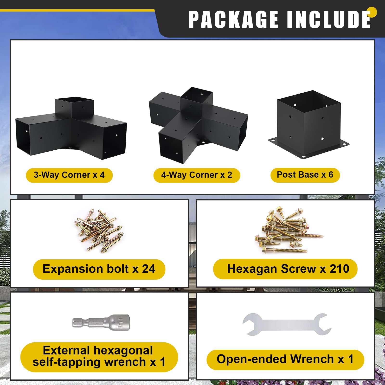 Snapklik.com : Kinchoix 4x4 Woodworks Pergola Brackets Kit - 3-Way & 4 ...