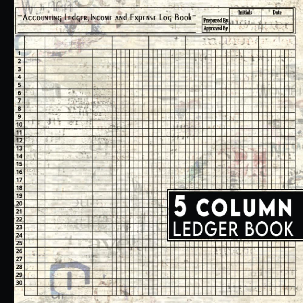 Amazon.com: 5 Column Accounting Ledger Log Book: Texture old paper ...