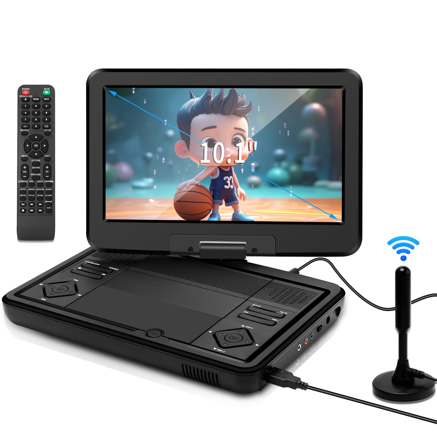 KCR Tragbarer DVD-Player, 25,7 cm , eingebauter Fernseher DVB-T2 mit ...