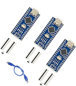 3 pcs Nano V3.0 ATmega328P Microcontroller Board with USB Cable, CH340G ...