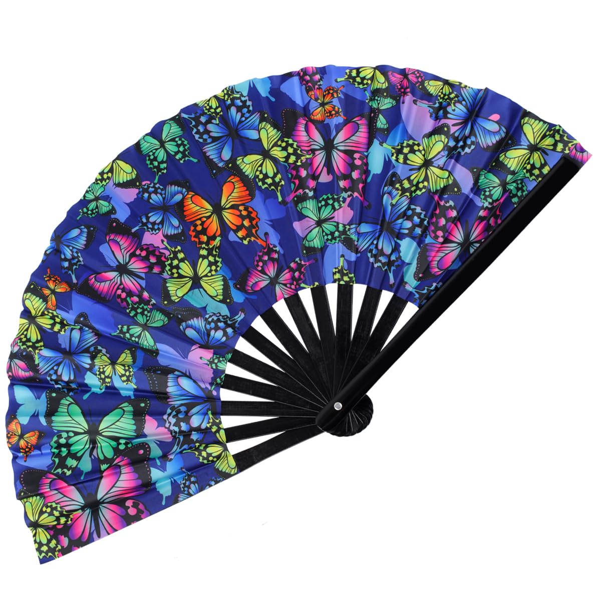Amazon.com: Plzoslly Large UV Glow Rave Fan Bamboo Folding Fan ...