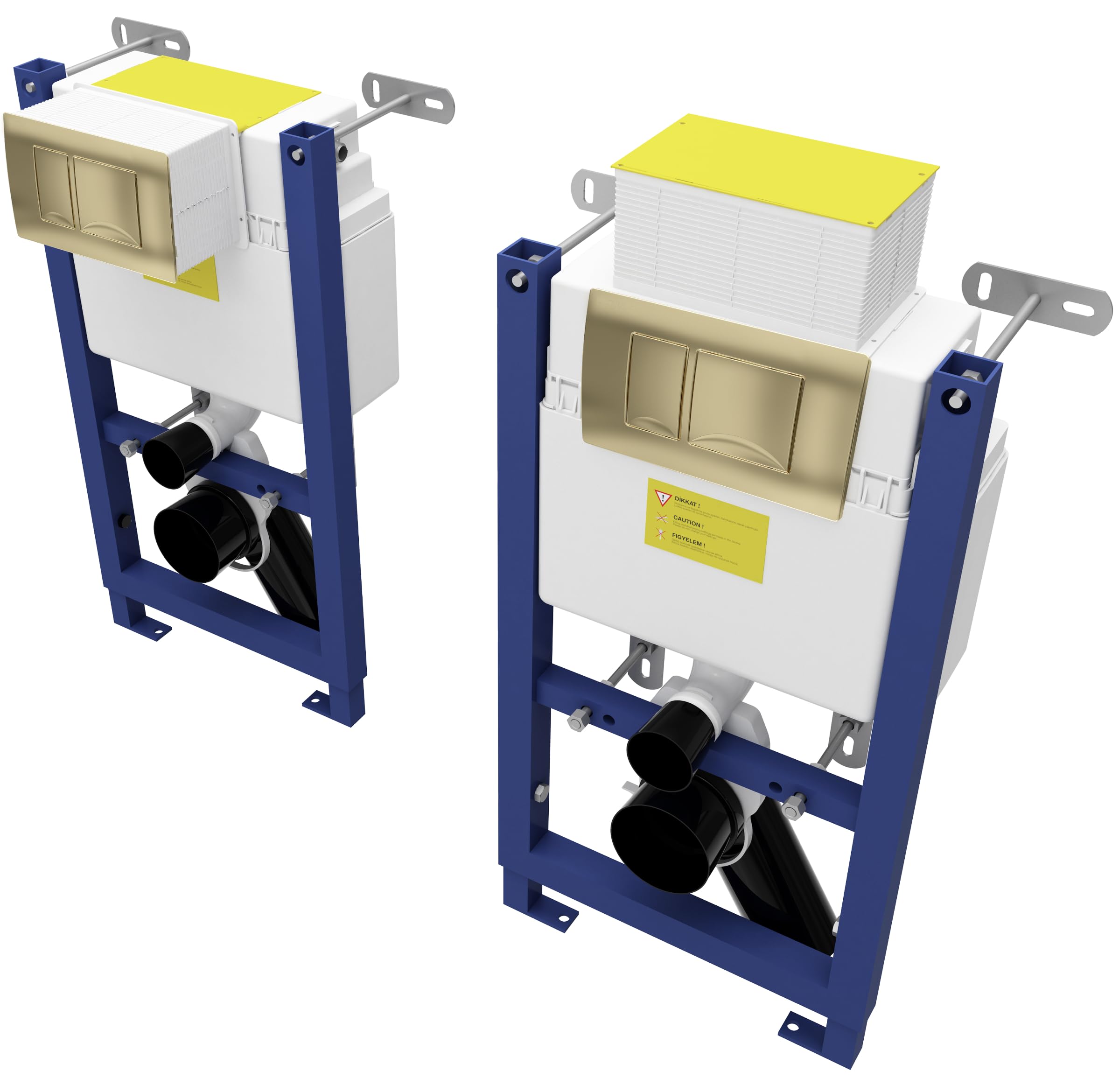 Concealed Cistern and Dual Toilet Flush Button, Wall Hung Toilet ...